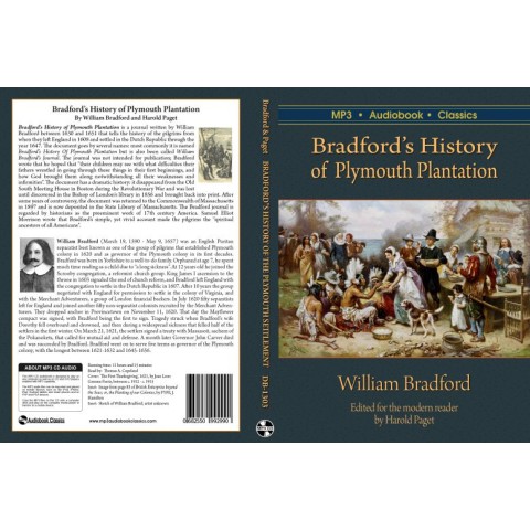 Bradford's History of Plymouth Plantation MP3 CD Audiobook in DVD case